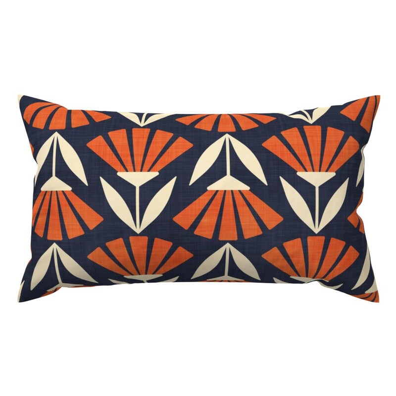Navy Orange Pillow - Etsy