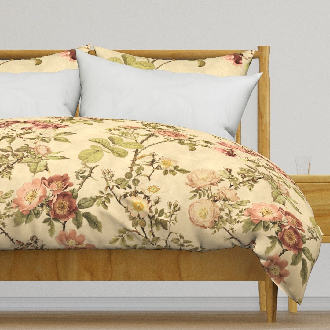 Vintage Botanical Bedding Watercolor Rose by Peacoquettedesigns Chintz ...