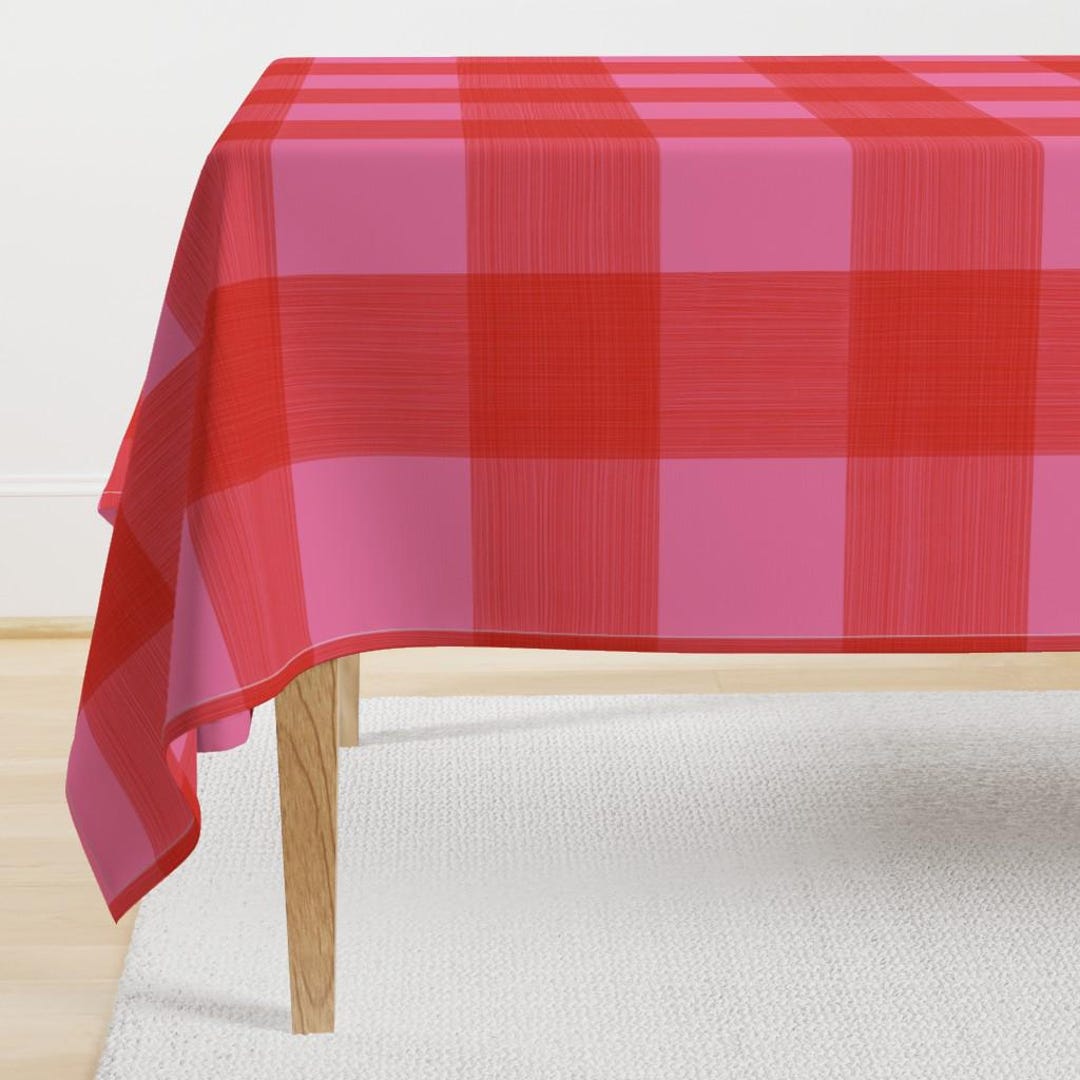 Red & Pink Plaid Tablecloth - Valentine Buffalo Check by Danika_herrick ...