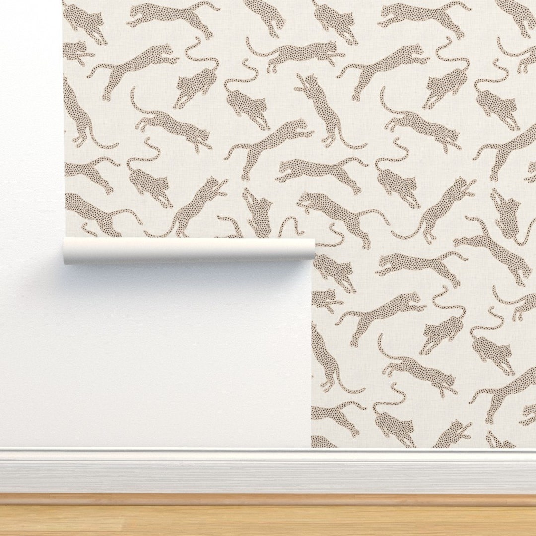 Neutral Leopard Non-pasted Wallpaper - Cozy Leopards by Evamatise ...