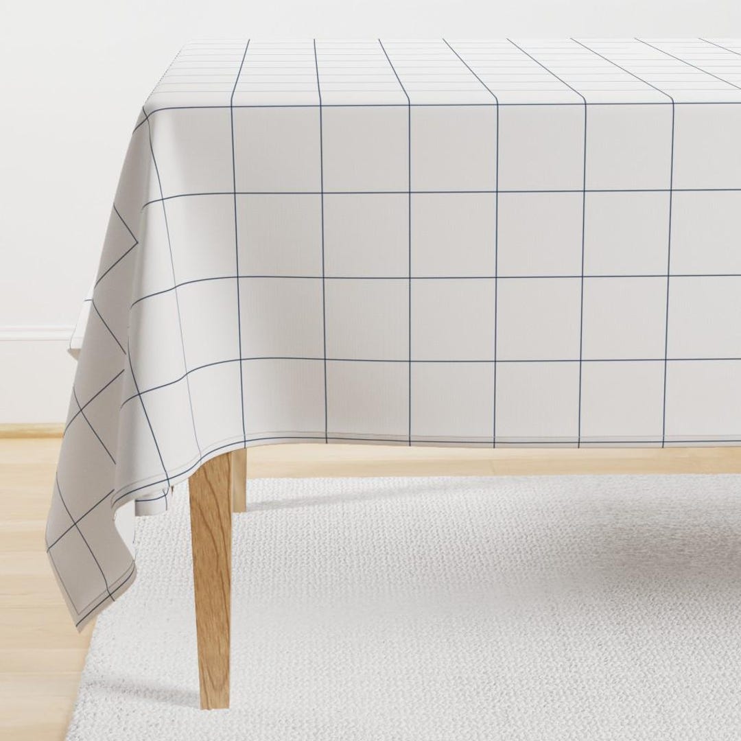Grid Tablecloth - 4" Grid in Navy by Sweeterthanhoney - Modern Squares ...