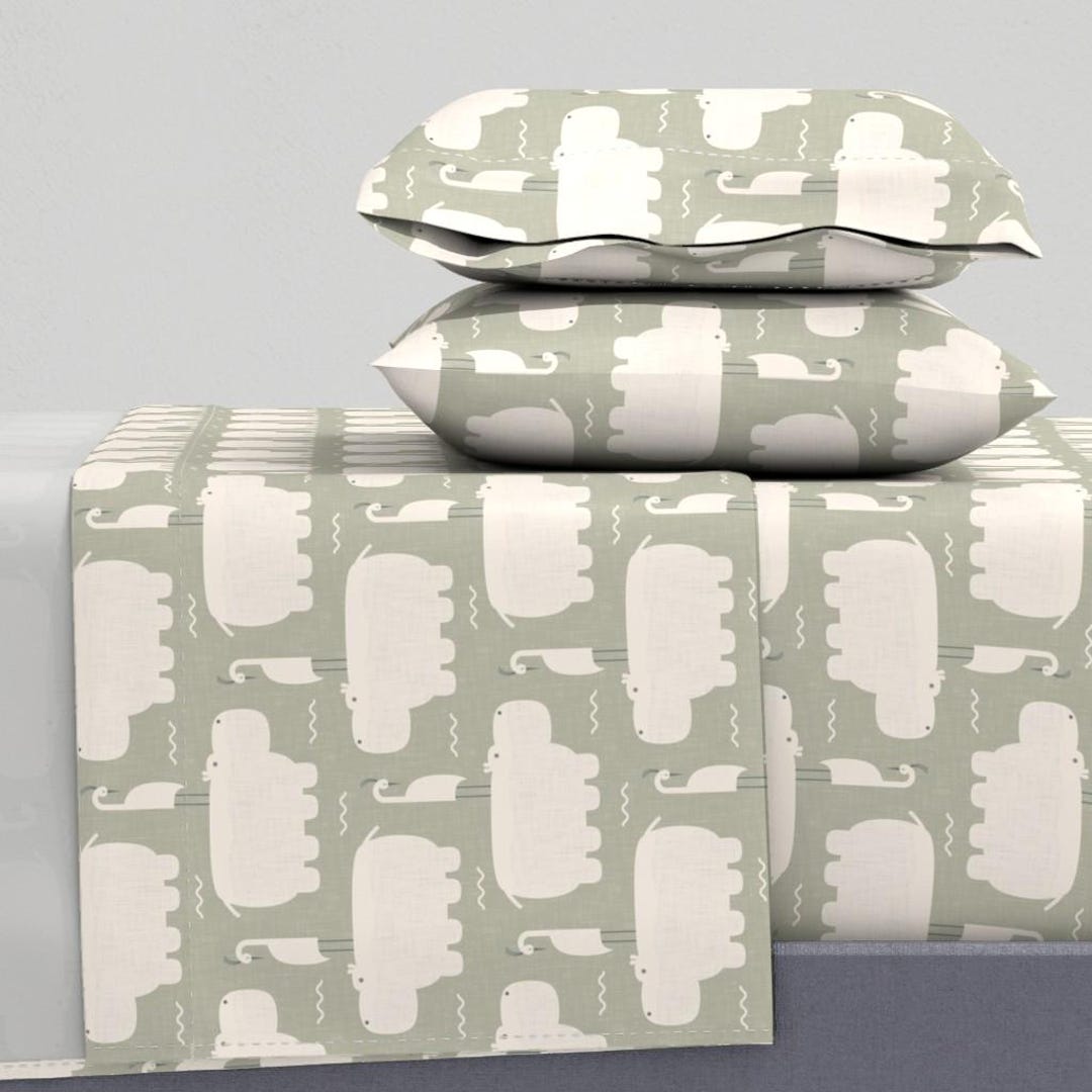 Whimsical Sheets - Hippo and Bird Large by Pakanta_handmade - Animals ...