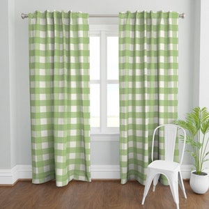 Spring Green Plaid Curtain Panel - Green Buffalo Plaid by Danika ...