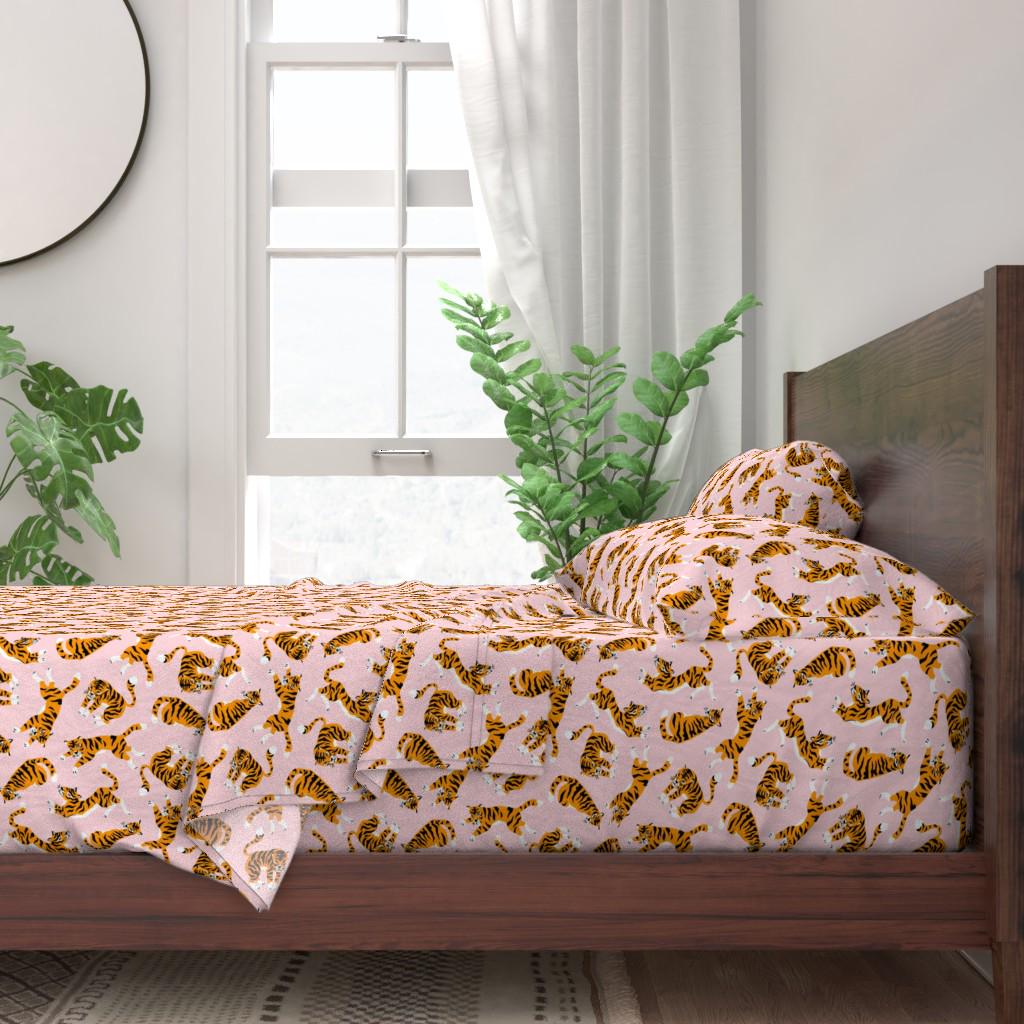 Whimsical Tiger Sheets - Tigers on Pink Large by Alenkakarabanova ...