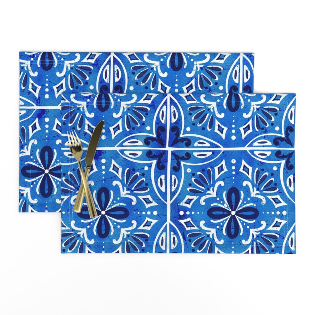 Spanish Tile Placemats set of 2 Sevilla Spanish Tiles by Heatherdutton ...