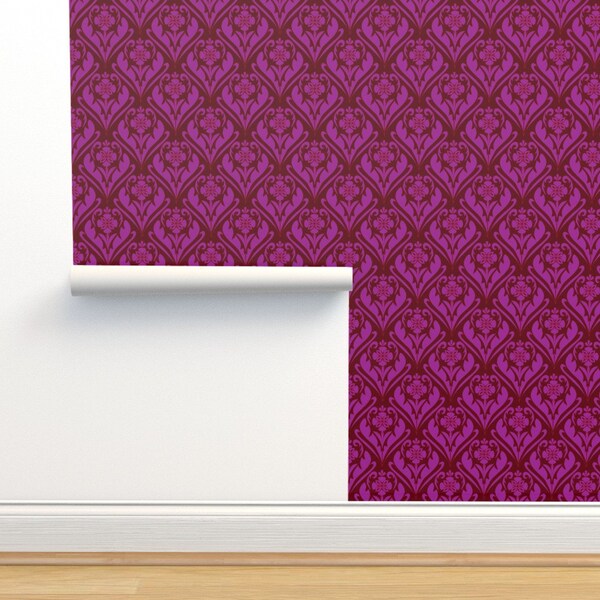 Burgundy Victorian Wallpaper - Etsy