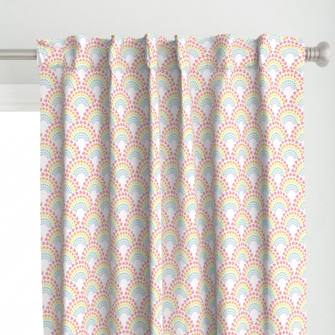 Hearts Curtain Panel - Scallop Rainbow Love Pride Nursery Pastel Kid ...