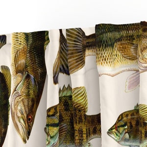 Fishing Curtain Panel Bass Fish by Weavingmajor Freshwater Fish Painted ...