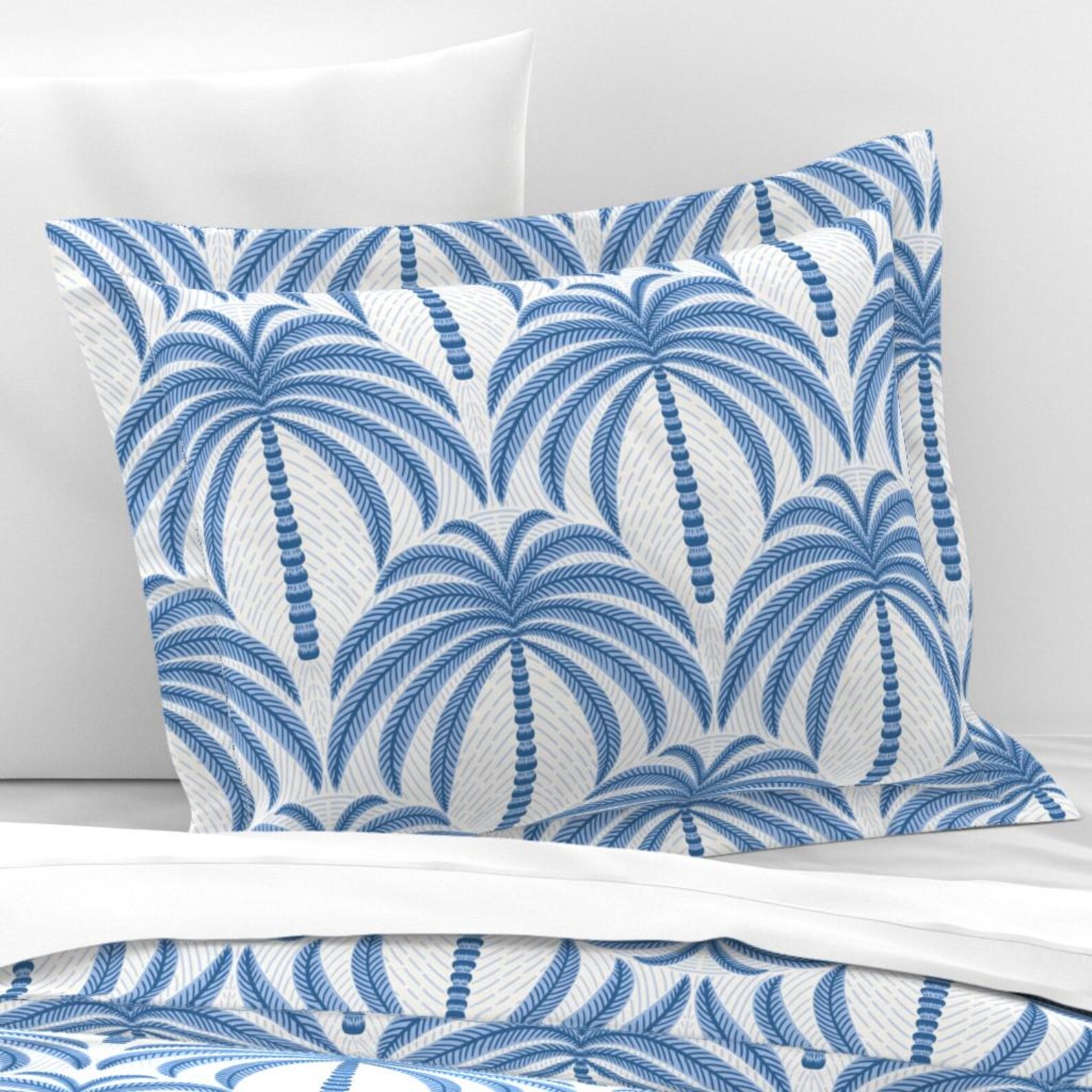 Palm Trees Bedding - Palm Springs by Vivdesign - Blue and White Large ...
