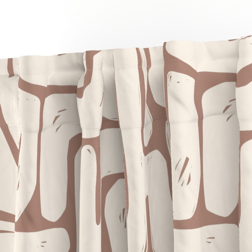 Earth Tone Abstract Curtain Panel - Geometric Brown Pink Ivory Bold ...