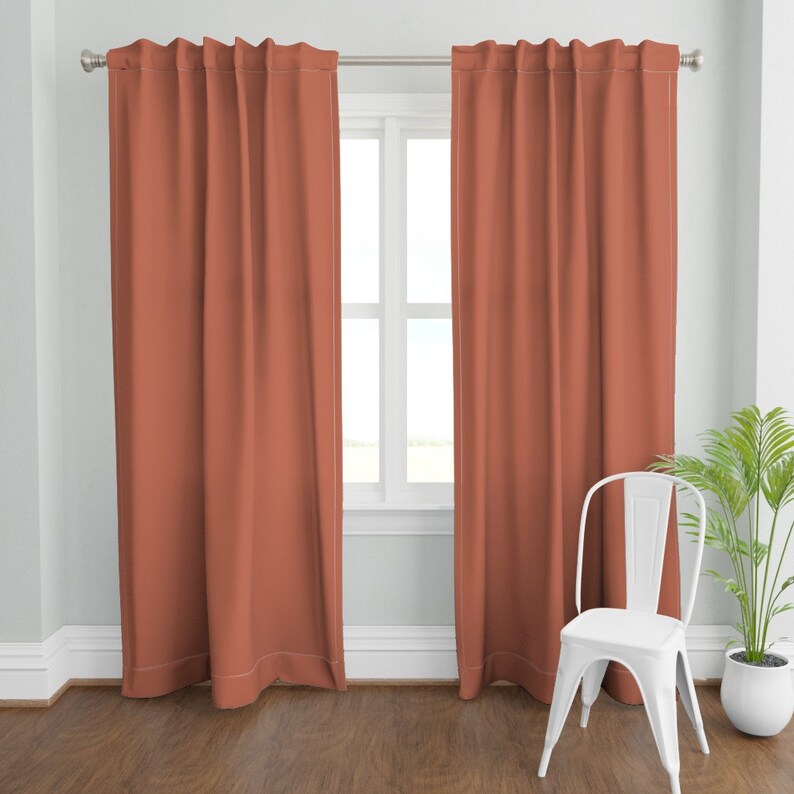Warm Earth Tones Curtain Panel Terra Cotta Solid by - Etsy