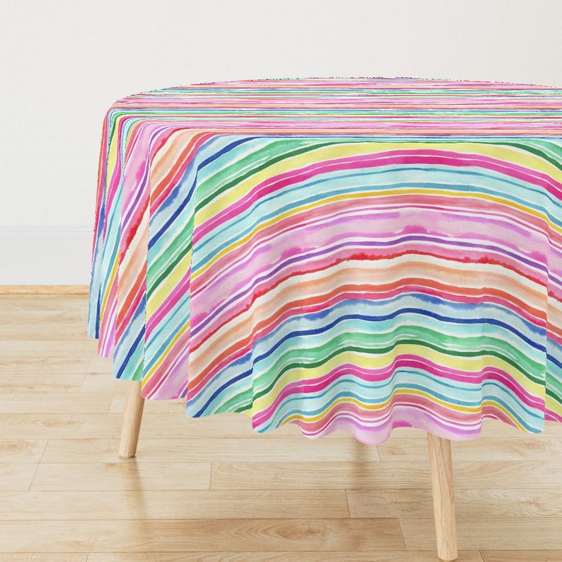 Watercolor Stripe Tablecloth - Colorful Stripe by Ninola-design ...