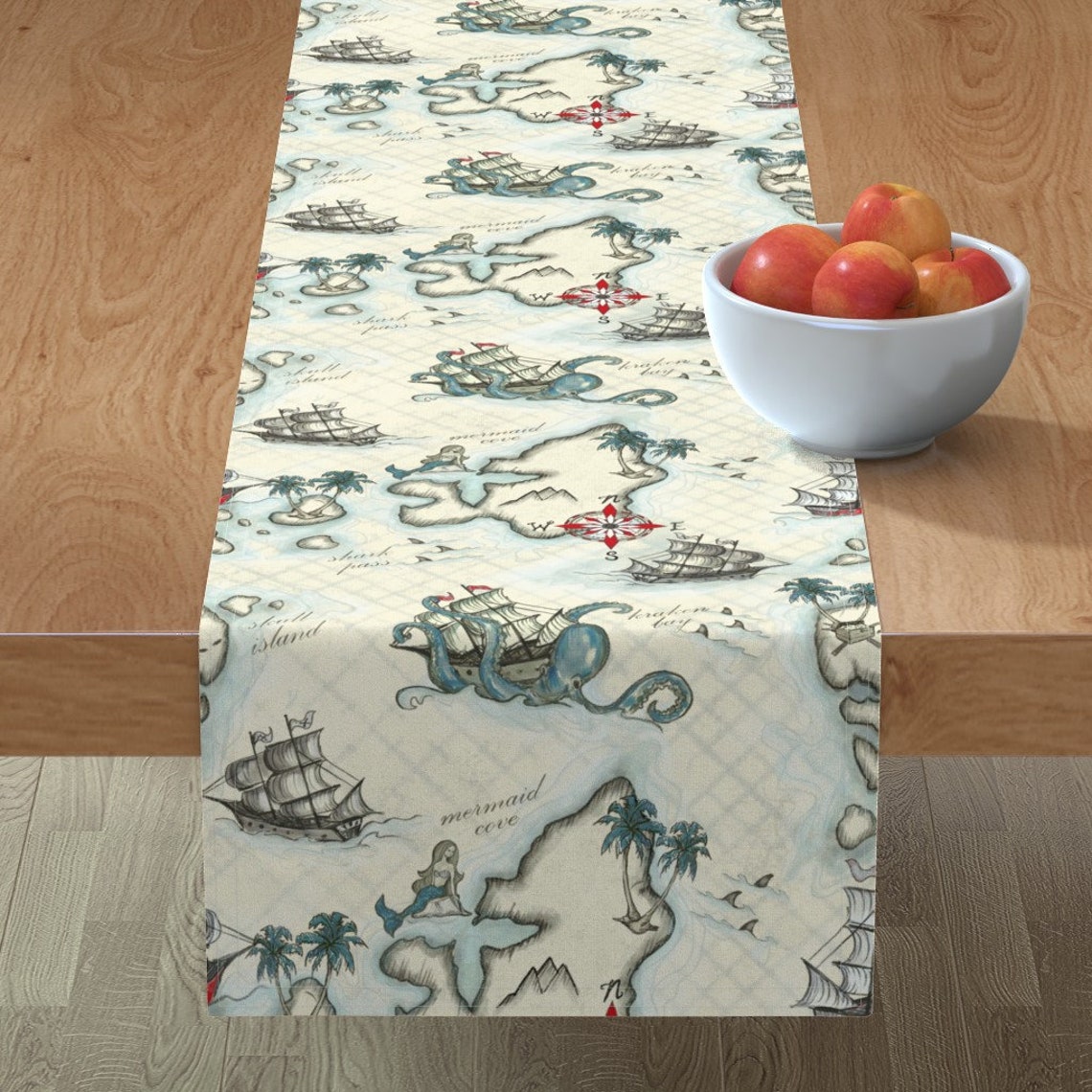 Treasure Map Table Runner Pirate Journey by kim_marshall | Etsy