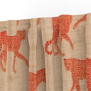 Orange Cheetahs Curtain Panel - Orange Cheetahs Beige by Sarah_faber ...