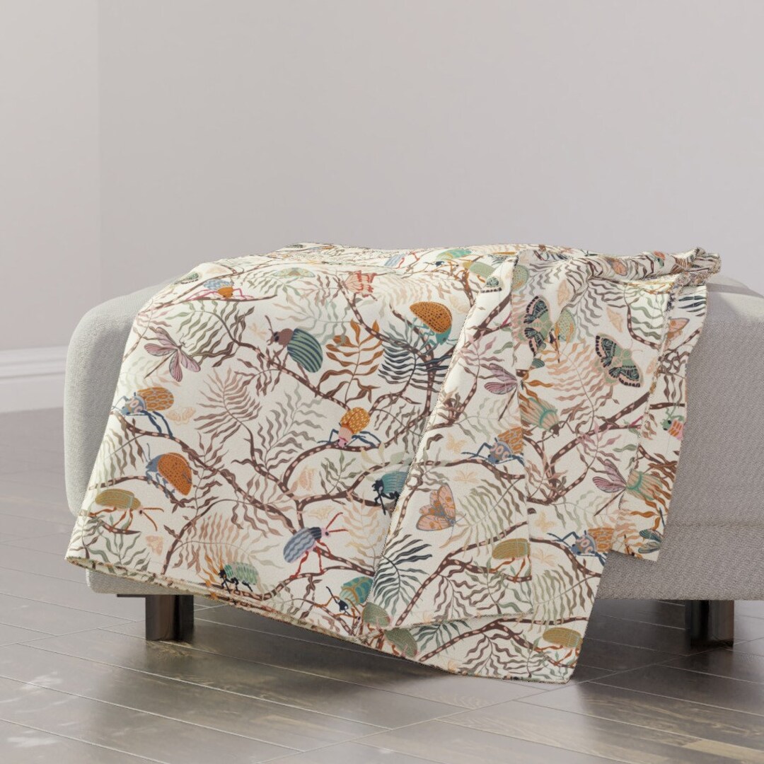 Neutral Bugs Throw Blanket Beetles and Butterflies by Design_dannick ...