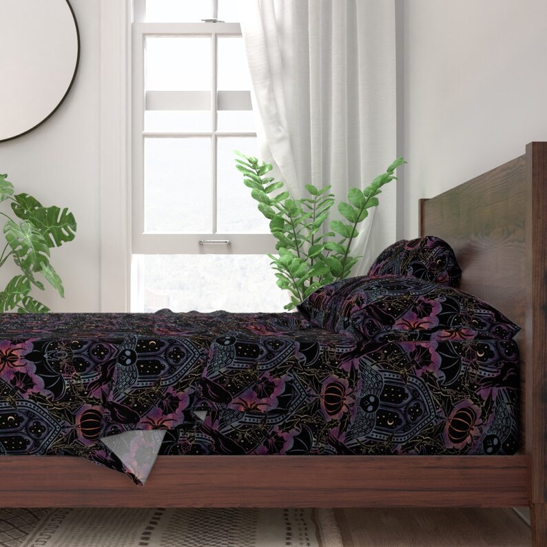 Raven Sheets Dark Gothic Large Scale by Byre_wilde Damask - Etsy