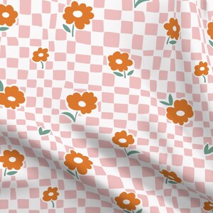 Blush Pink Check Sheets - Checkered Flower by Alenkakarabanova - Burnt ...