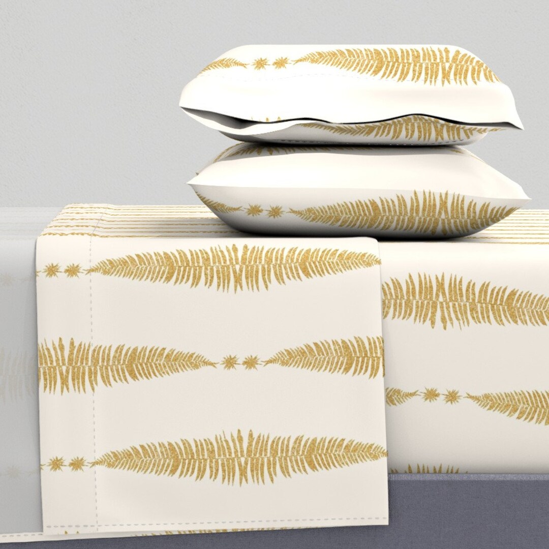 Gold Ferns Sheets Fern Leaf on Cream by Etienne Botanical Autumn ...