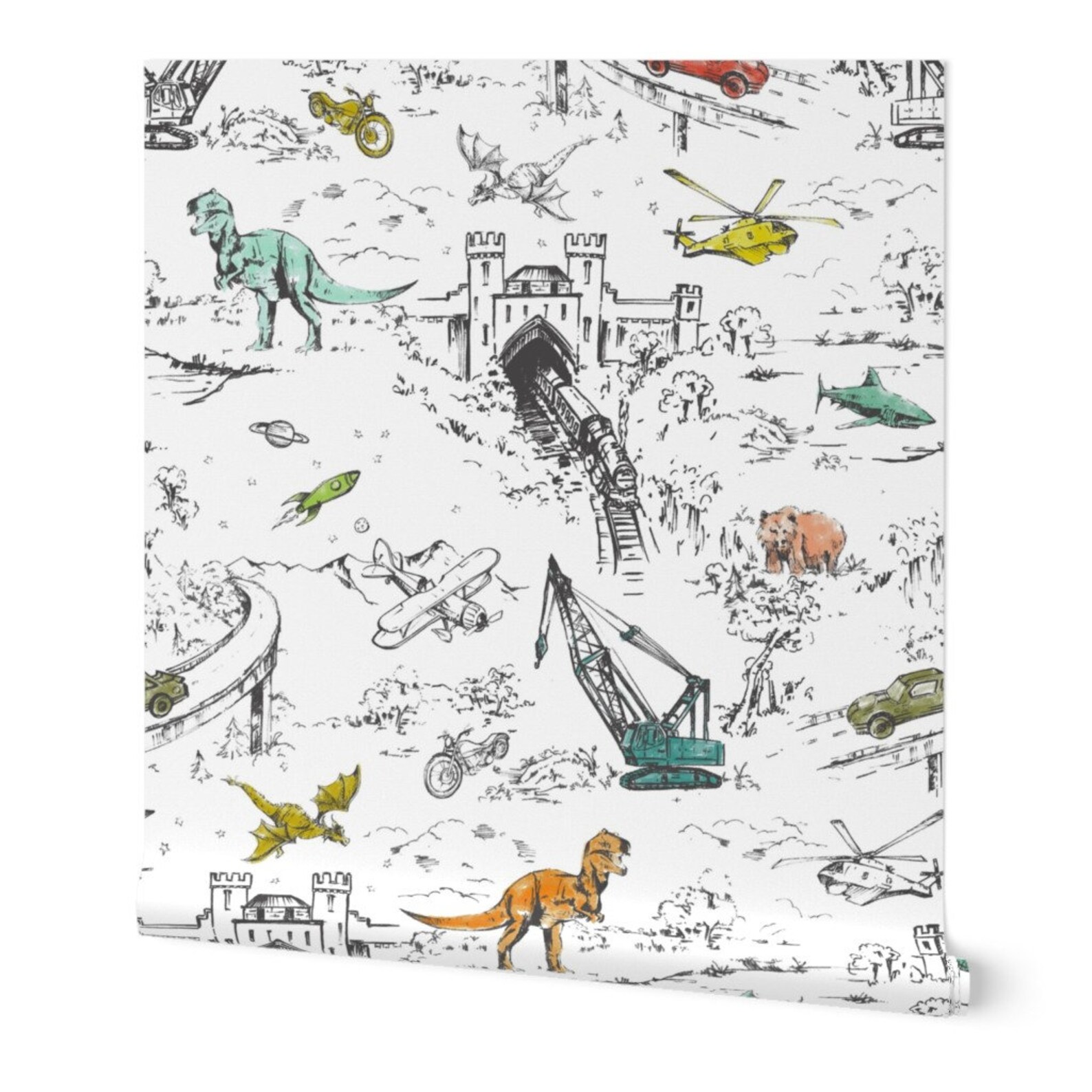 Imagination Toile Non-pasted Wallpaper Bright Pastel Fun Fantasy ...