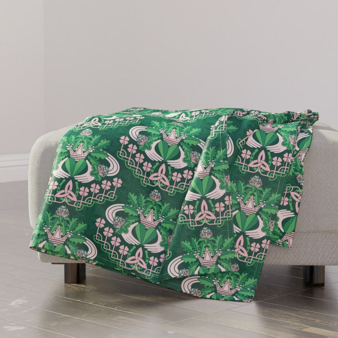 Celtic Throw Blanket - Claddagh and Clover by Nanshizzle - Pink and ...