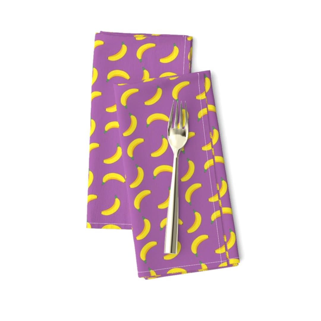 Purple Banana Dinner Napkins Set of 2 - Whimsical Fruit Fun Cute Happy ...