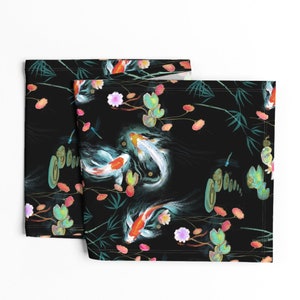 Koi Pond Table Runner Japanese Water Garden Black by Designed_by_debby ...