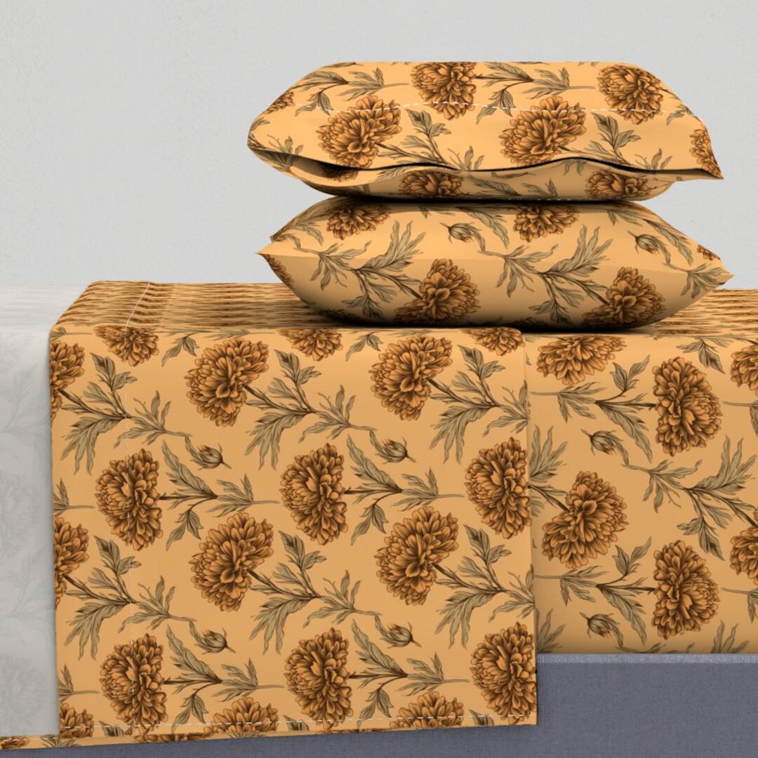 Vintage Wildflower Sheets Yellow Floral by Ibromodi Gold Traditional ...