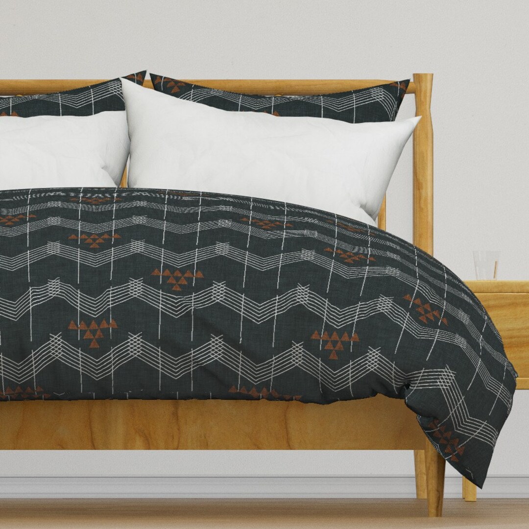Geometric Chevron Duvet Cover Noir Chevron by Nouveau_bohemian Woven ...