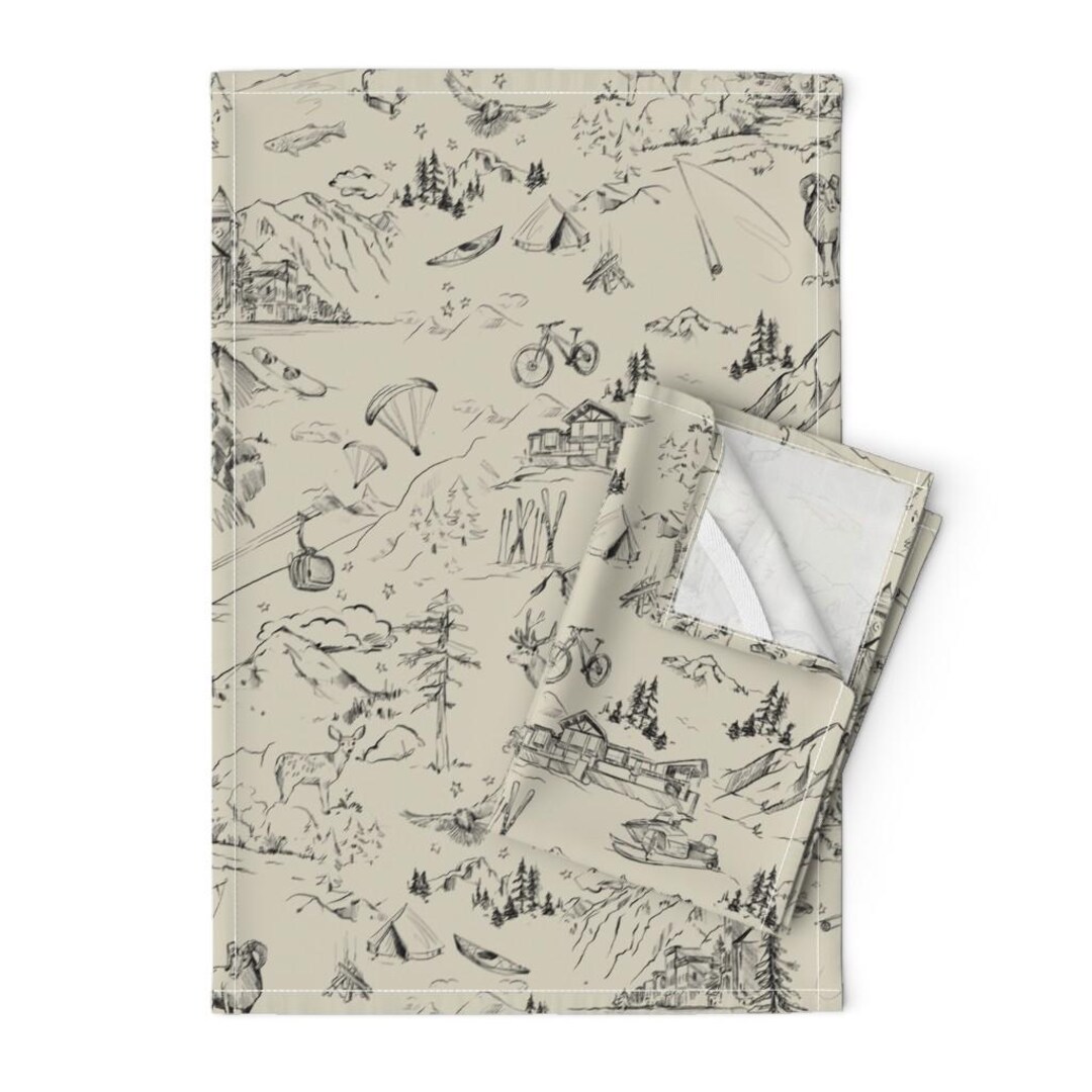 Outdoor Toile Tea Towels Set of 2 - Telluride Colorado Mountains ...