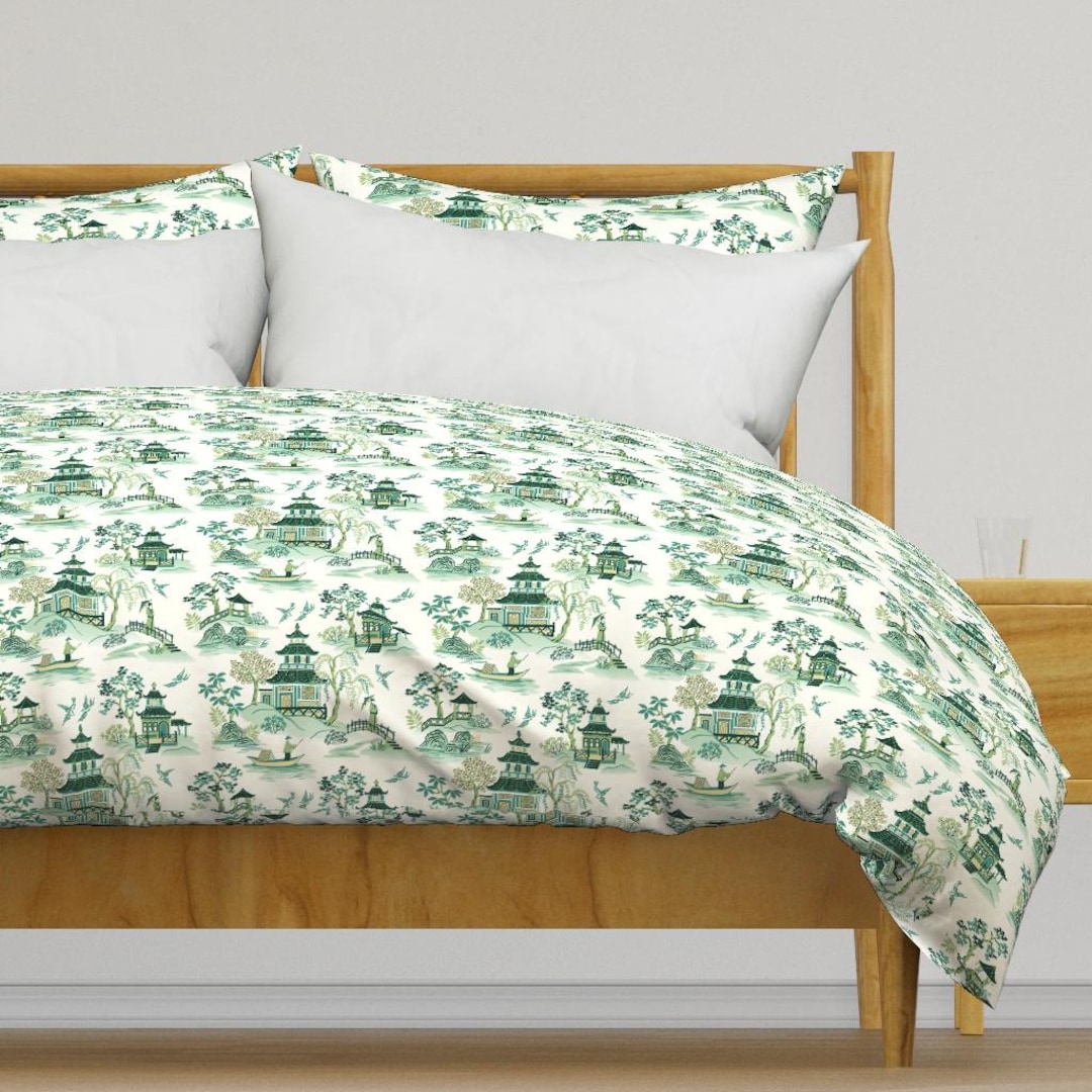 Chinoiserie Bedding - Chinoiserie Green by Barbarapixton - Chinese ...