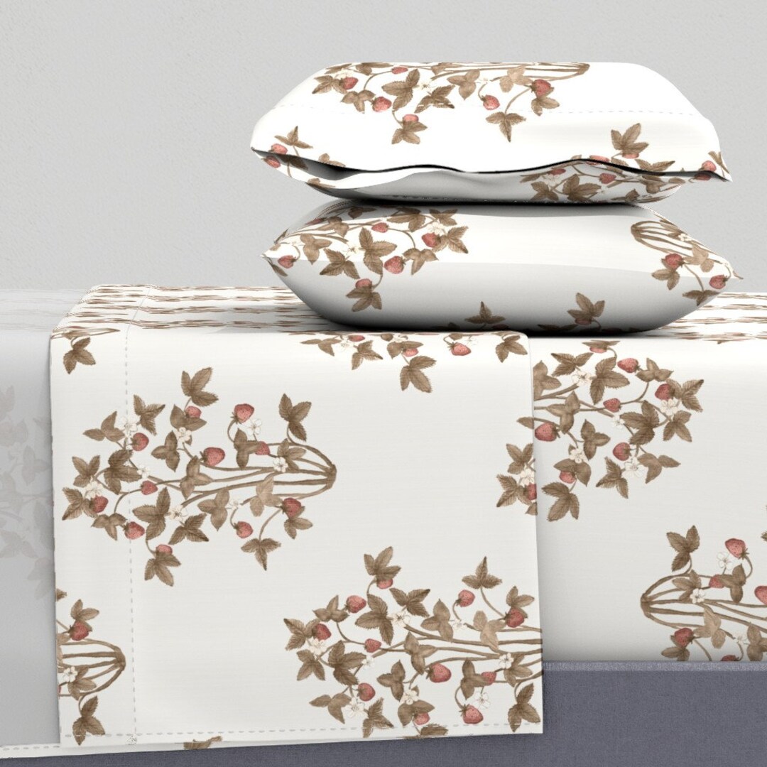Modern Farmhouse Sheets Strawberries Brown by Danika_herrick ...