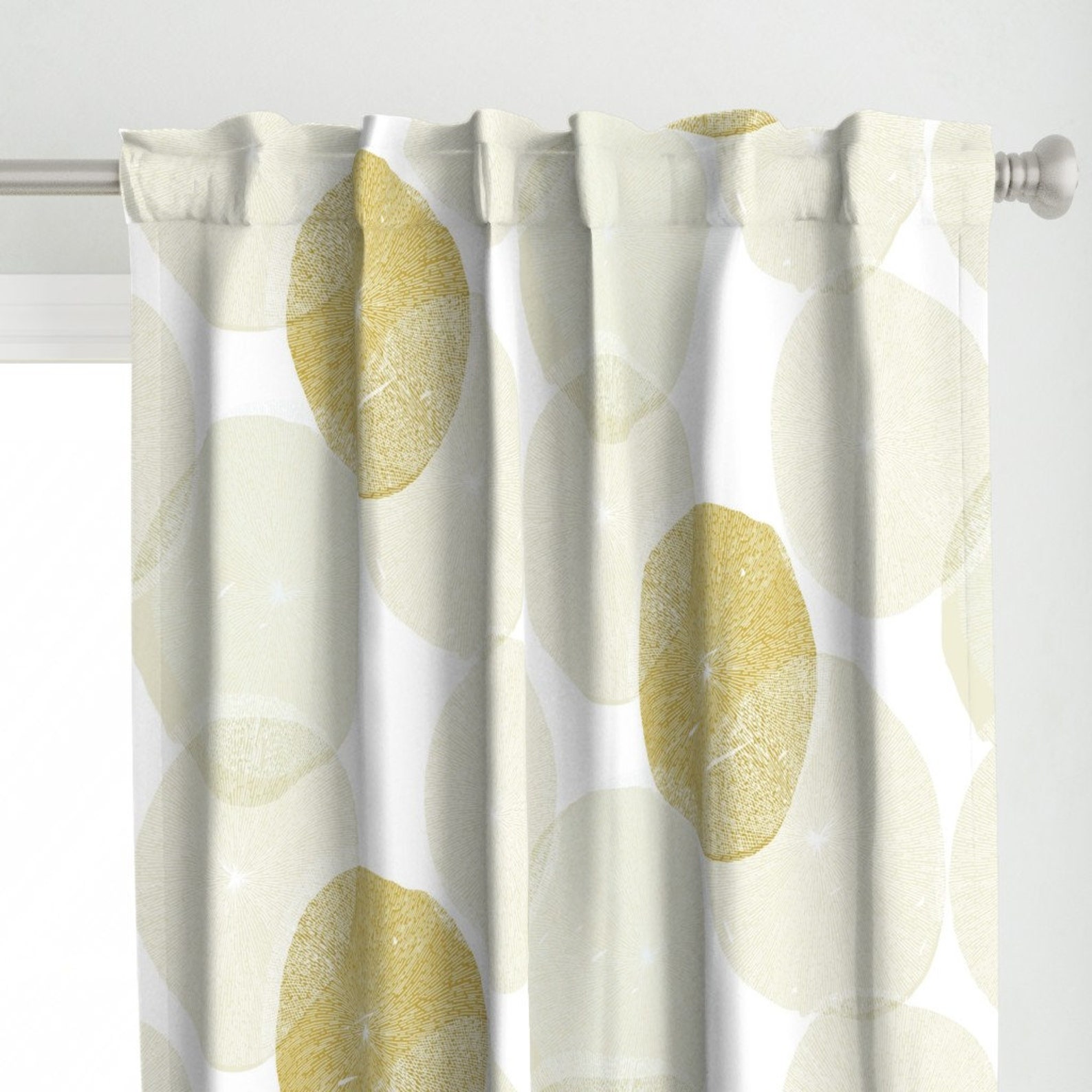Mod Circles Curtain Panel Huge Round Flowers Mm Ocher Quinoa - Etsy
