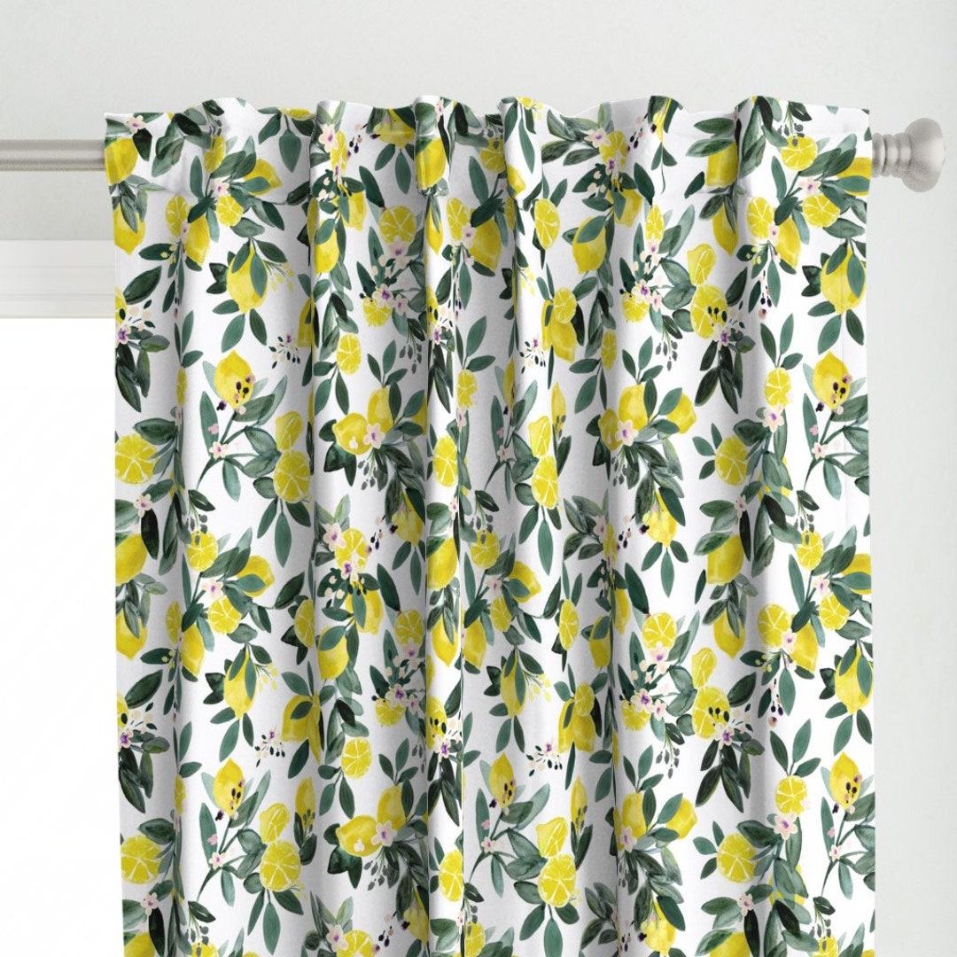 Citrus Curtain Panel Dear Clementine Lemons by Crystal_walen Lemons ...