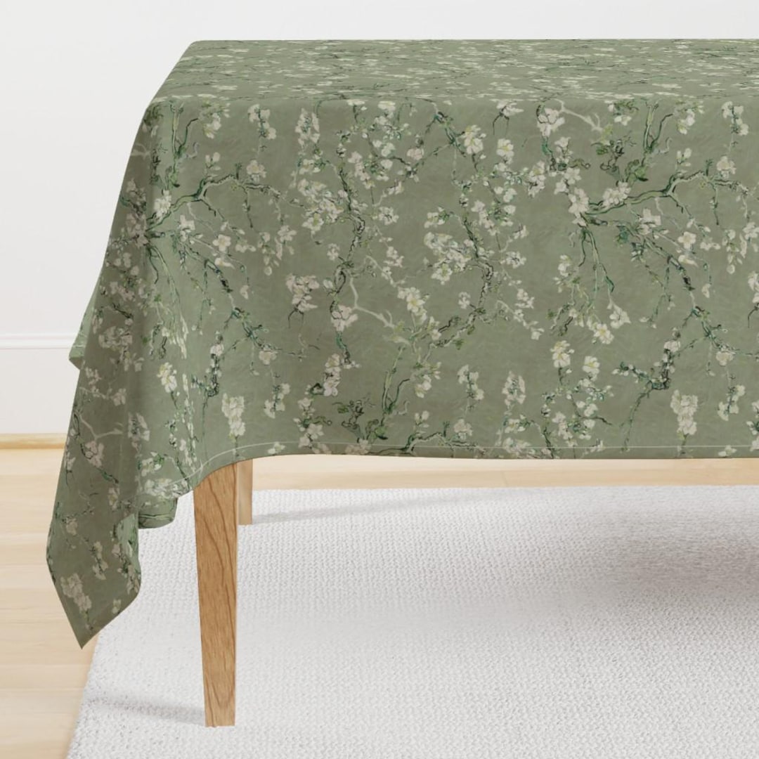 Impressionist Tablecloth - Almond Blossom Sage by Delinda_graphic ...