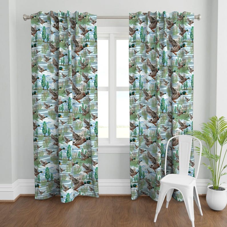 Mallard Ducks Curtain Panel - Flying Mallards Waterfowl Flying Birds ...