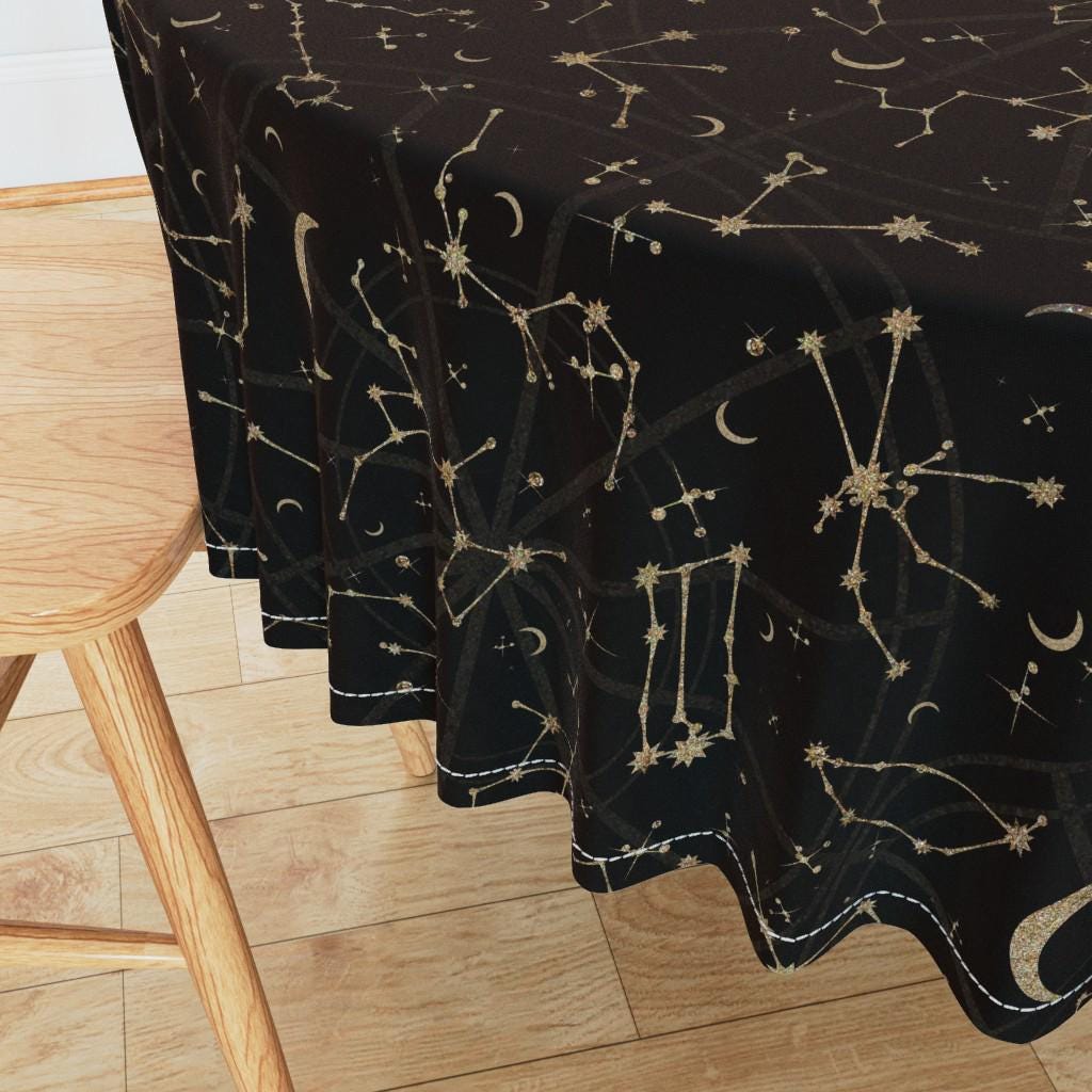 Stars Tablecloth - Gold Zodiac Constellations by Yesterdaycollection ...