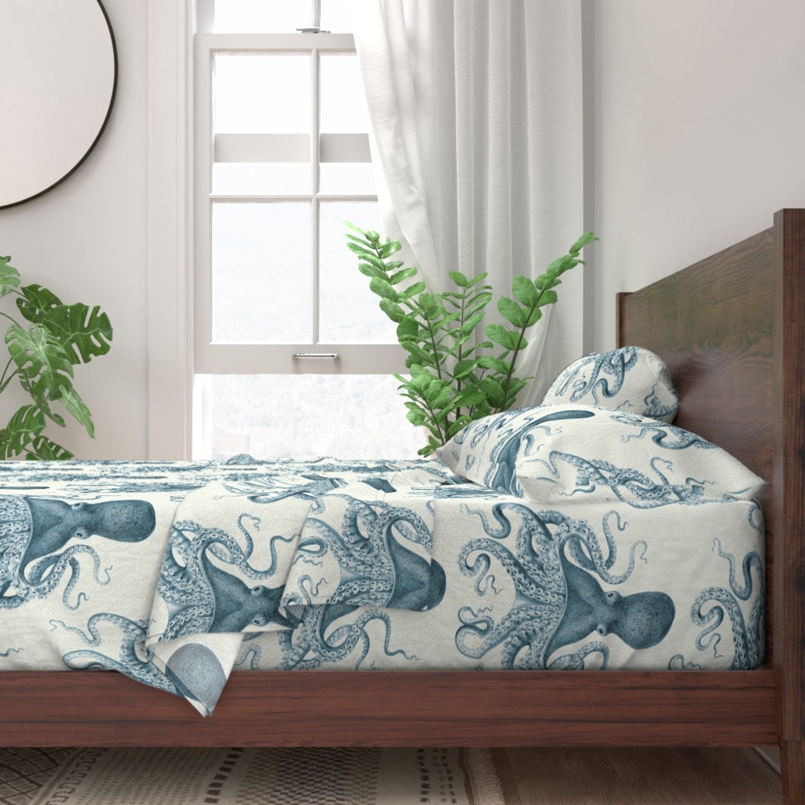 Vintage Nautical Sheets Octopus Oasis in Sea by | Etsy