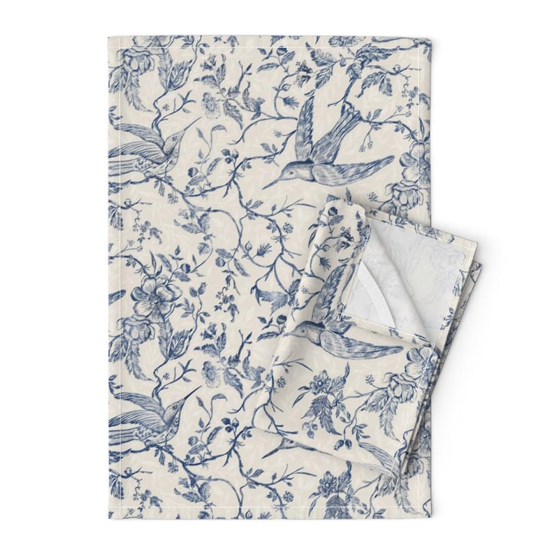 Blue Toile Fabric - Etsy