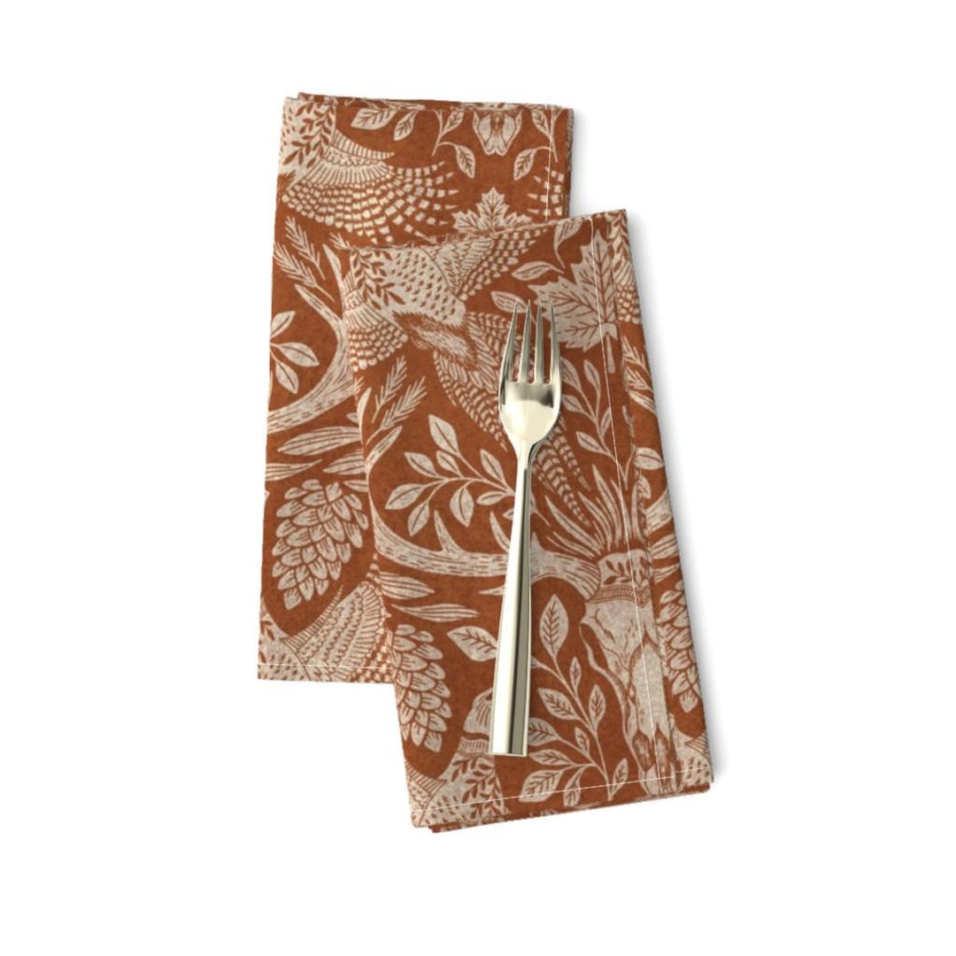 Deer Dinner Napkins Set of 2 - Damask Antlers Pheasant Pinecones ...