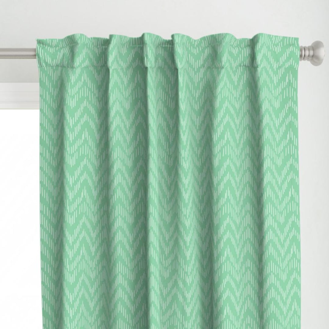 Mint Green Chevron Curtain Panel - Tally Chevron by Sugarpinedesign ...