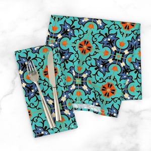 Spanish Style Dinner Napkins set of 2 Azulejos Antiguos 1a - Etsy
