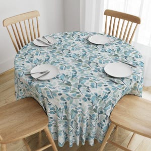 Watercolor Tablecloth Blue Watercolor Leaves by Sara_swanson_design ...