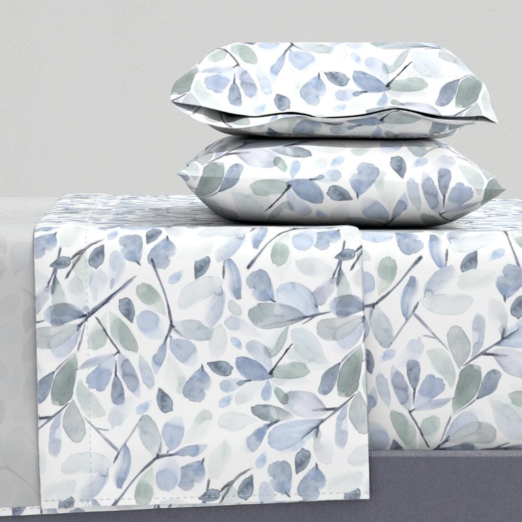 Watercolor Leaves Sheets - Faded Blue Leaves by Sara_swanson_design ...