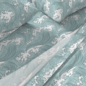 Rolling Waves Sheets Japanese Waves by Sveta_aho Vintage Asian Chinese ...