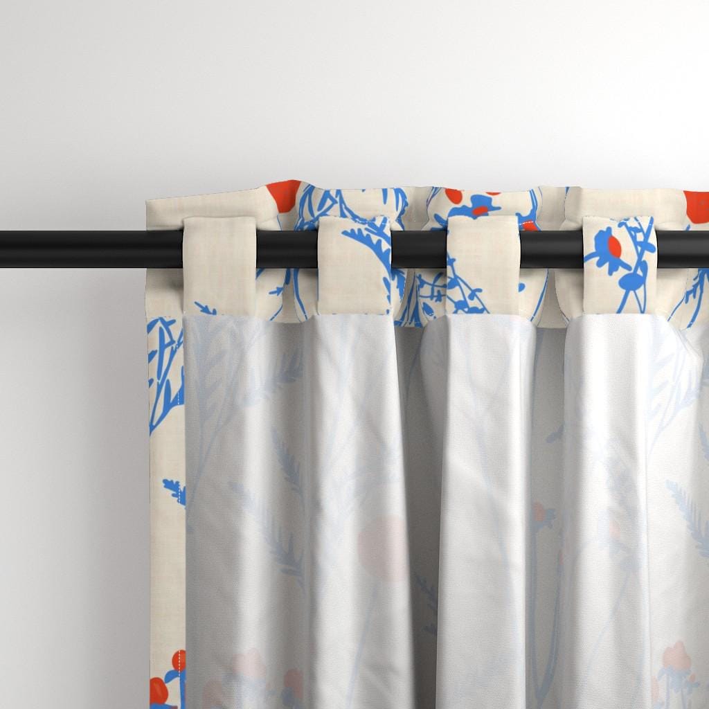 Elegant Boho Floral Curtain Panel - Americana Bohemian Xl Scale Red ...