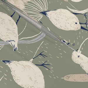 Sandpiper Bedding - Coastal Green by Hupu - Lakeside Coastal Birds Cow ...