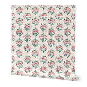 Hot Pink Block Print Non-pasted Wallpaper Indian Wood Block Boho ...