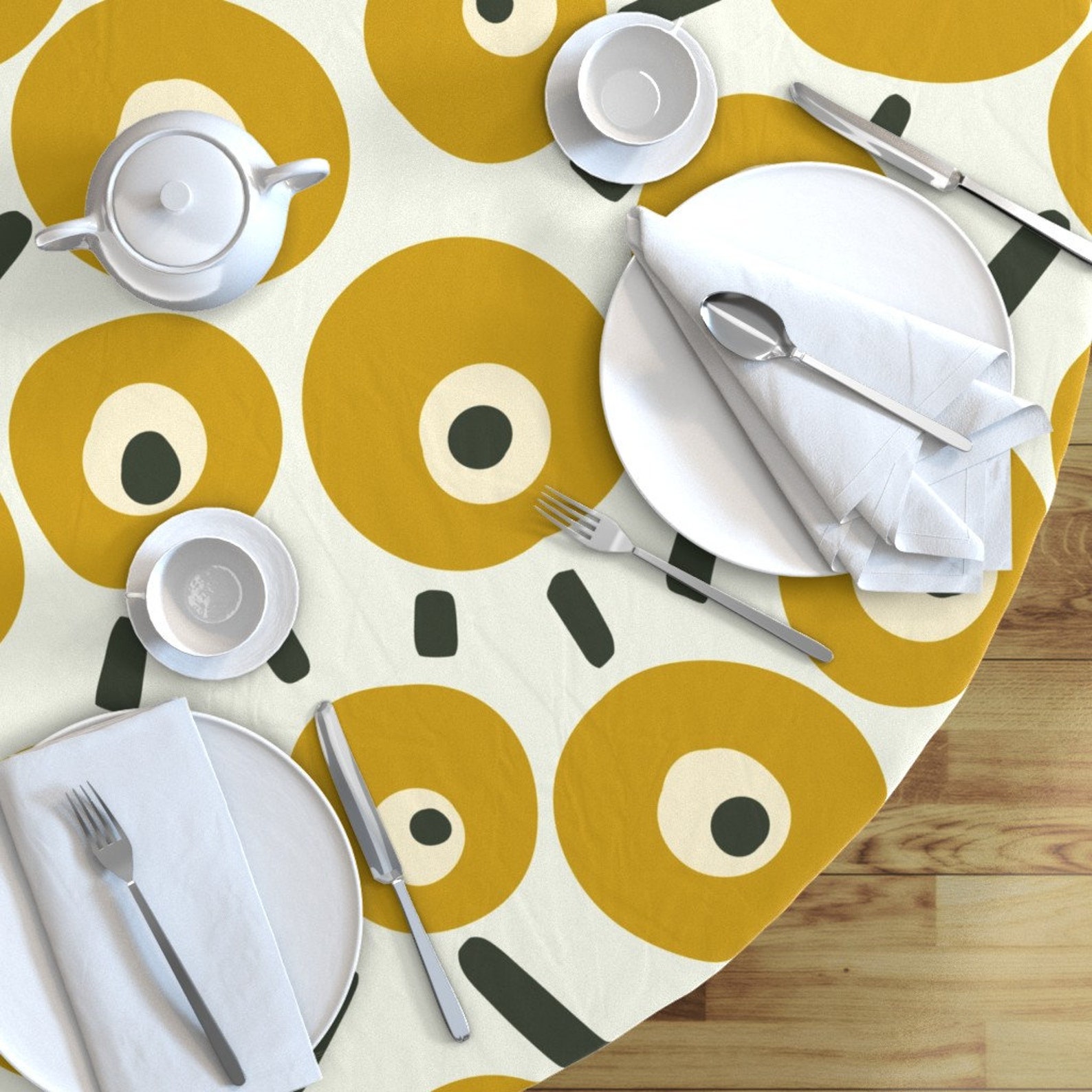 Abstract Tablecloth Birds Eye View Mustard by Melarmstrong - Etsy