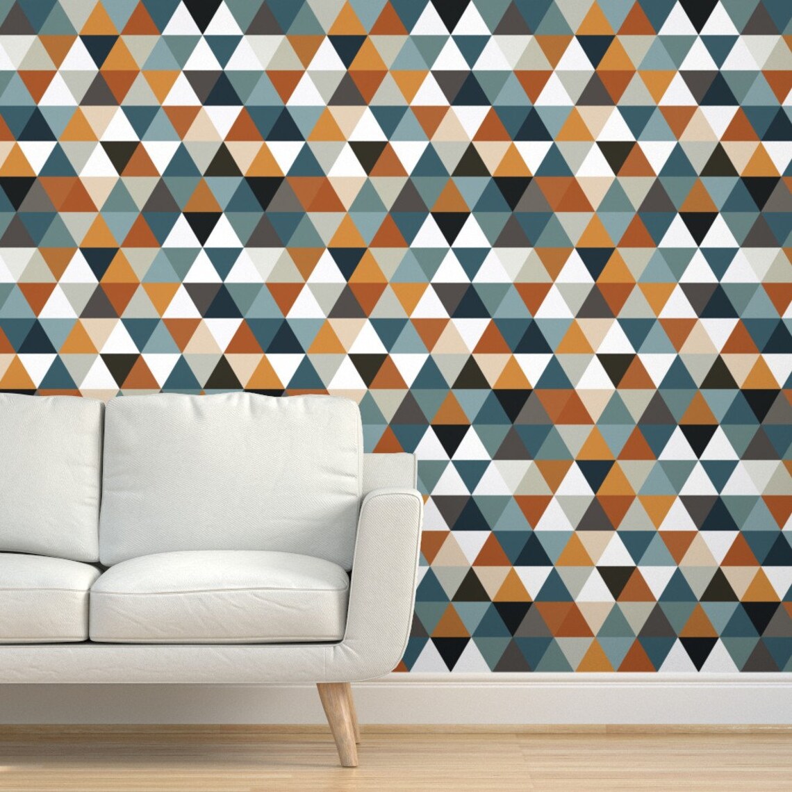 Teal and Rust Commercial Grade Wallpaper 6 Triangles - Etsy
