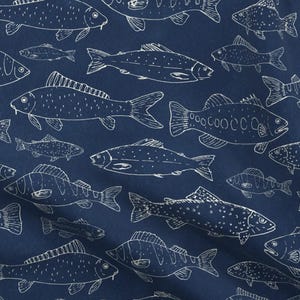 Fish Sheets - Freshwater Fish by Arthousewife - Navy Lake Fishing Carp ...